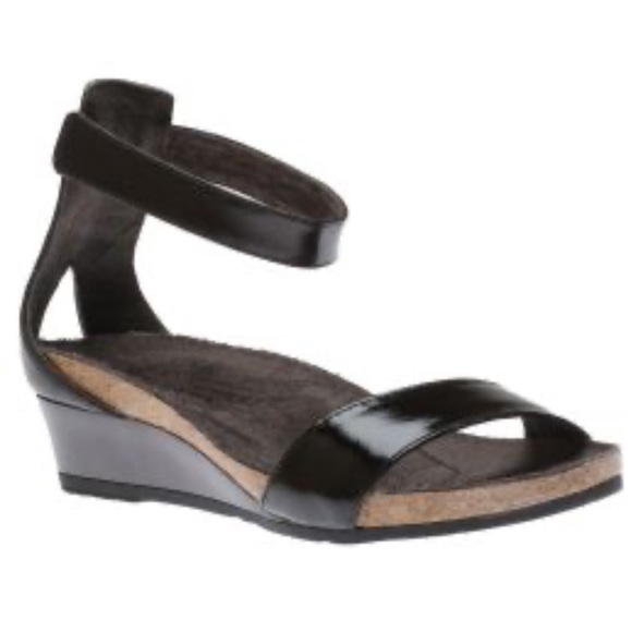 Naot | Shoes | Naot Pixie Black Leather Wedge Sandals | Poshmark